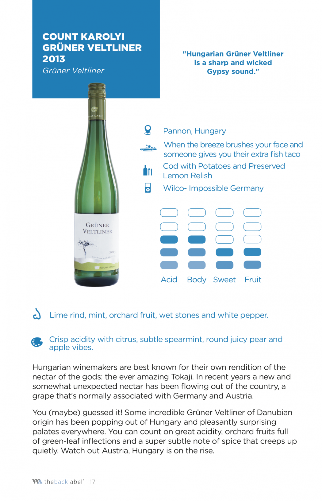 The Lowdown: Count Karolyi Grüner Veltliner 2013