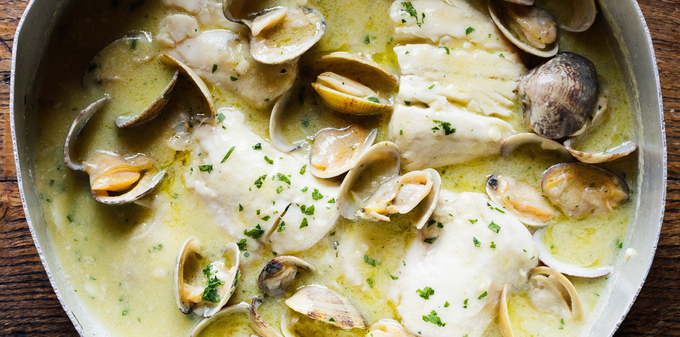 HAKE WITH CLAMS IN SALSA VERDE